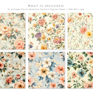 Shabby Chic Flowers Digital Papers, Vintage Floral Fabric, Printable ...
