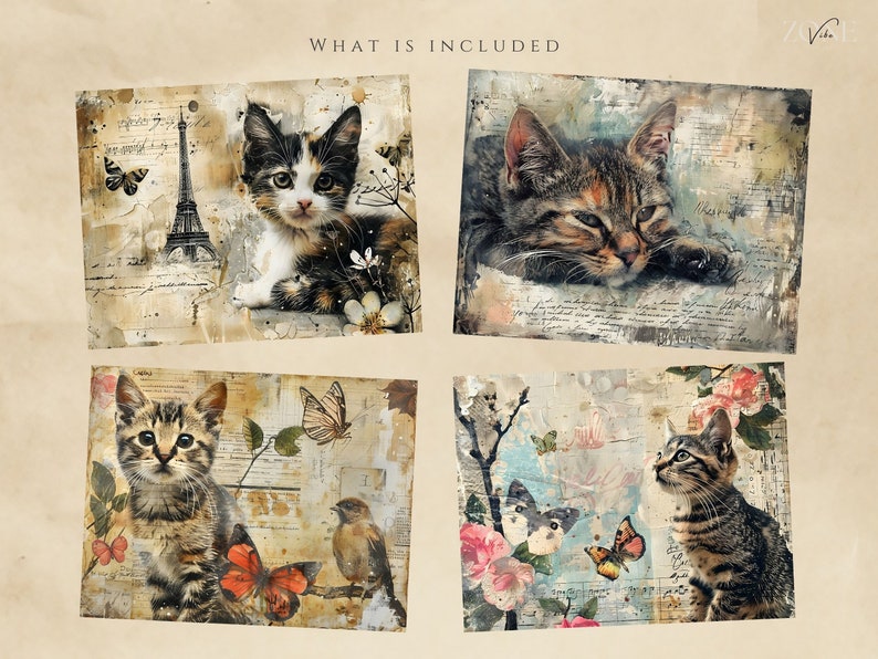 Cat Junk Journal Papers Printable, Junk Journal Pages Kit, Animals ...