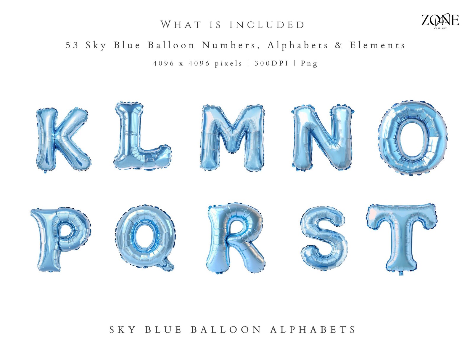 Sky Blue Balloon Alphabet Numbers Clipart, Baby Shower Balloon Clipart ...