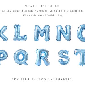 Sky Blue Balloon Alphabet Numbers Clipart, Baby Shower Balloon Clipart ...
