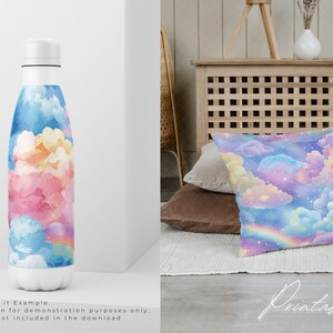 Pastel Rainbow Clouds Background Dreamy Sky Digital Paper, Printable ...