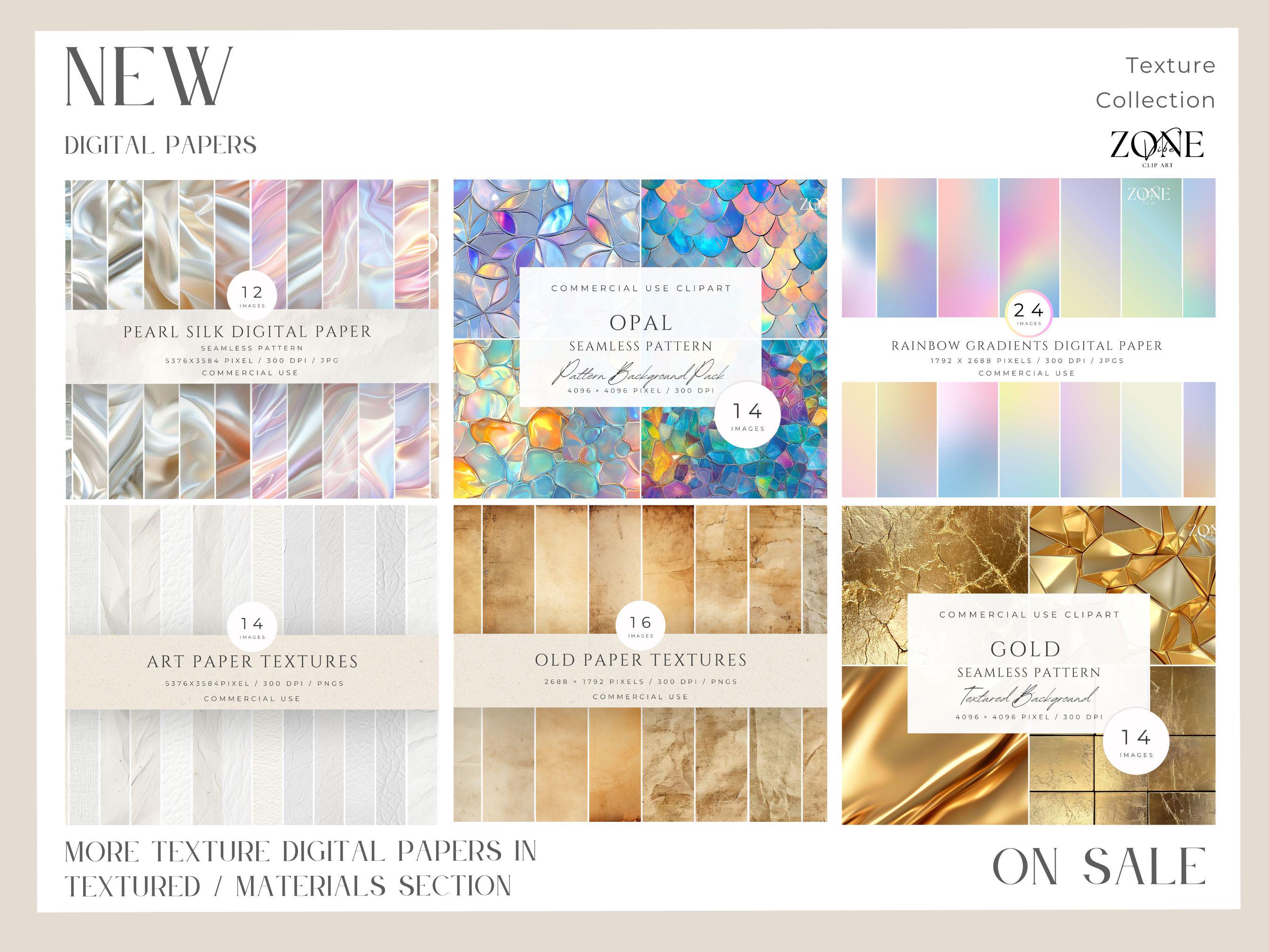 Silver Metallic Textures Digital Paper, Silver Seamless Pattern ...