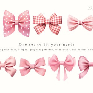Watercolor Pink Bows Clipart, Wedding Ribbon PNG, Girl Baby Shower ...