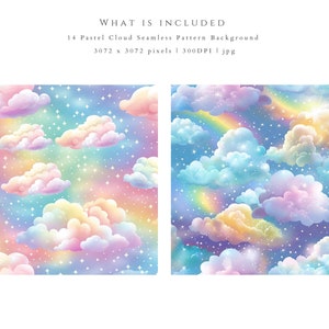 Pastel Rainbow Clouds Background Dreamy Sky Digital Paper, Printable ...