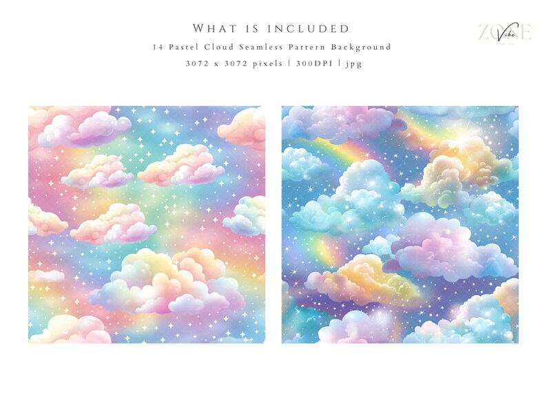 Pastel Rainbow Clouds Background Dreamy Sky Digital Paper, Printable ...