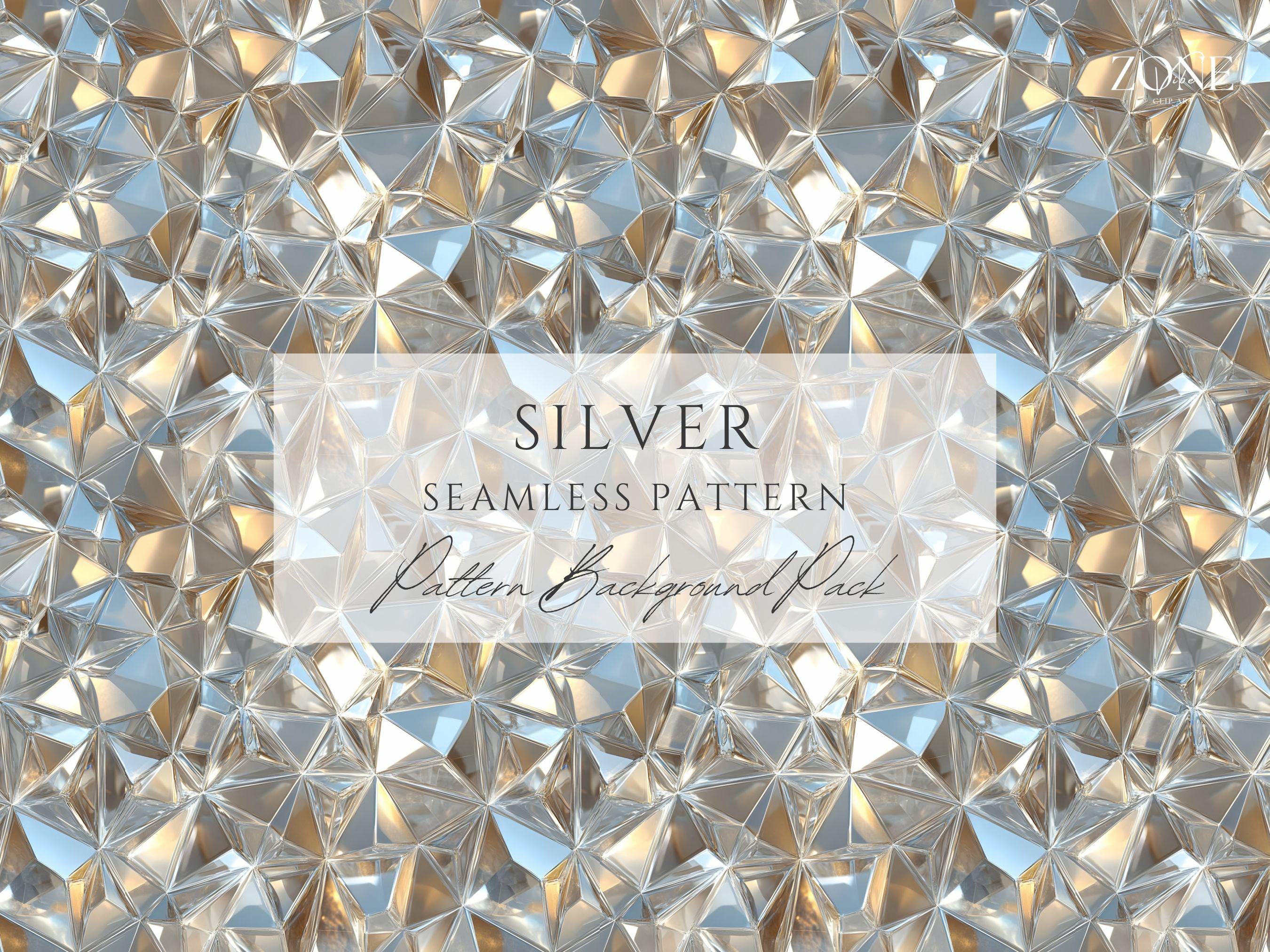 Silver Metallic Textures Digital Paper, Silver Seamless Pattern ...