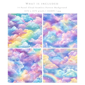 Pastel Rainbow Clouds Background Dreamy Sky Digital Paper, Printable ...