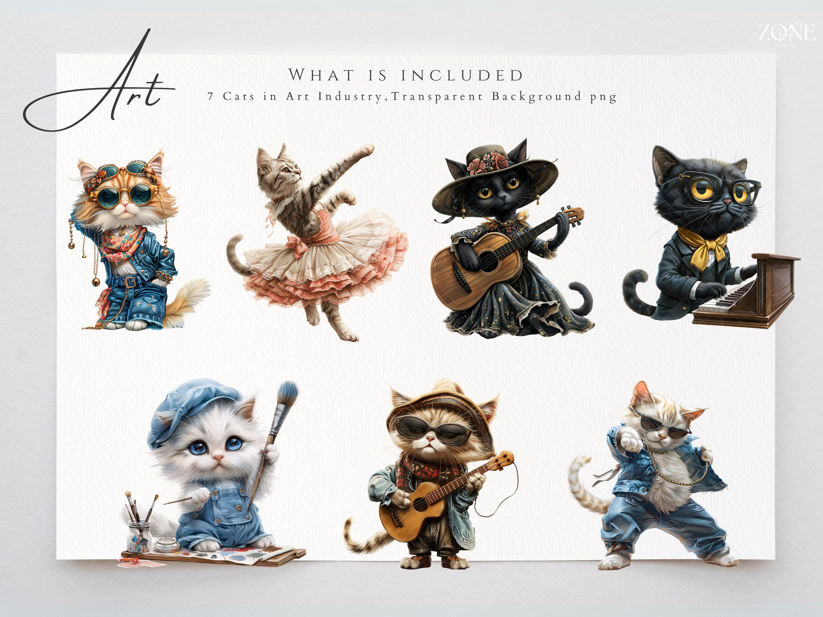 Funny Cat Clipart, Whimsical Career Cats PNG, Cartoon Graphics for T ...