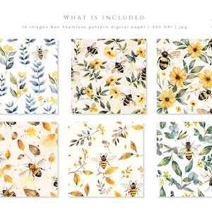 Watercolor Bee Digital Paper Seamless Pattern Printable Bee Theme ...