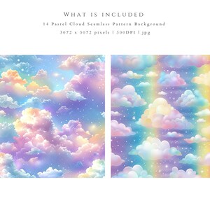 Pastel Rainbow Clouds Background Dreamy Sky Digital Paper, Printable ...
