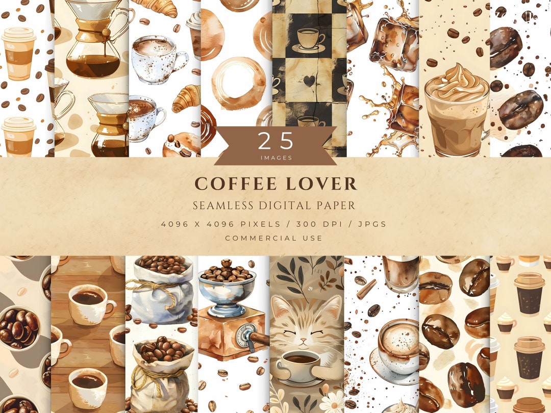 Coffee Digital Paper, Vintage Coffee Shop Cup Paper and Poster, Coffee ...