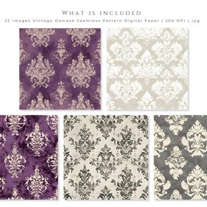 Vintage Damask Digital Paper, Brocade Damask Fabric Design, Rustic ...
