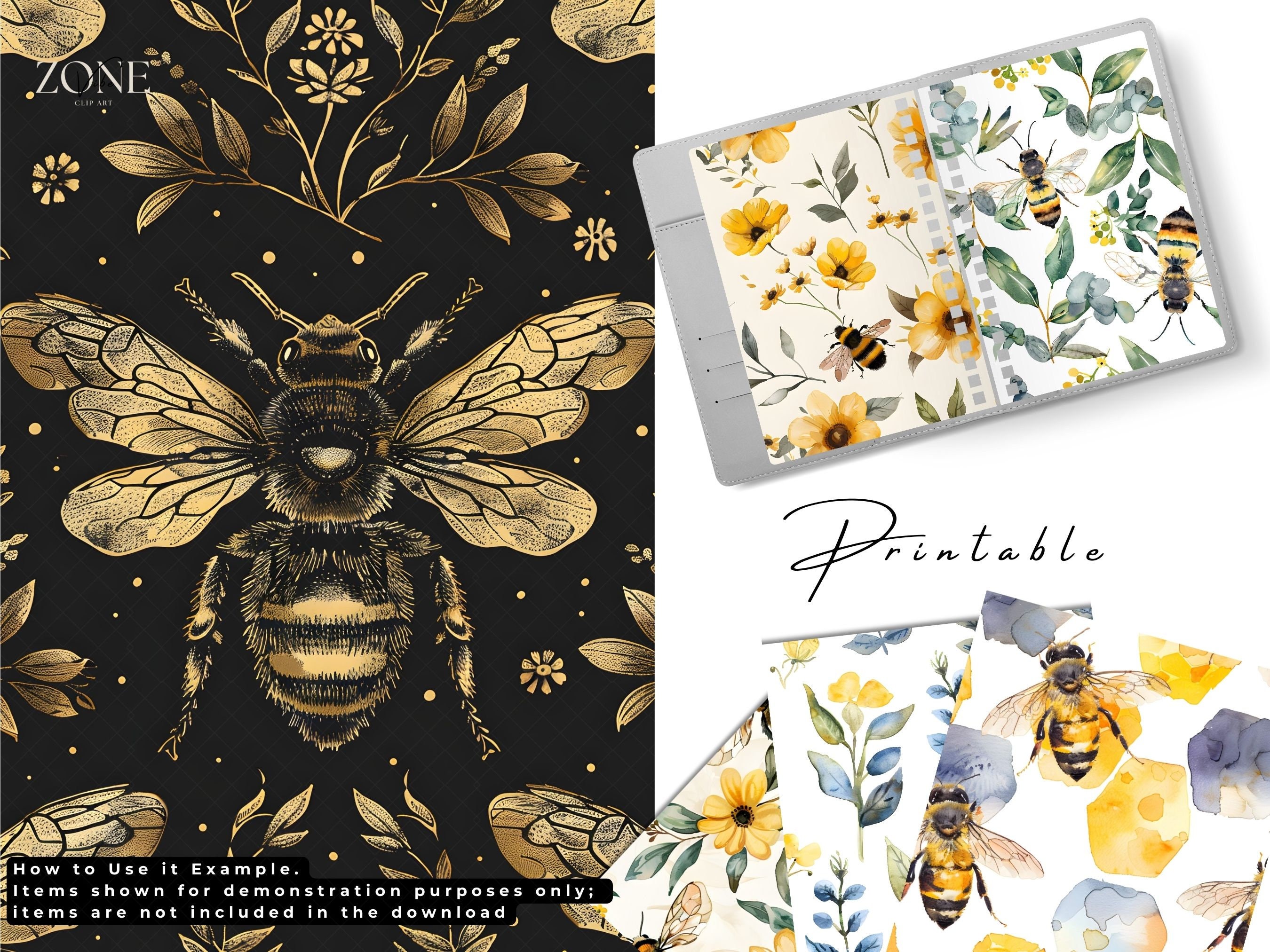 Watercolor Bee Digital Paper Seamless Pattern Printable Bee Theme ...