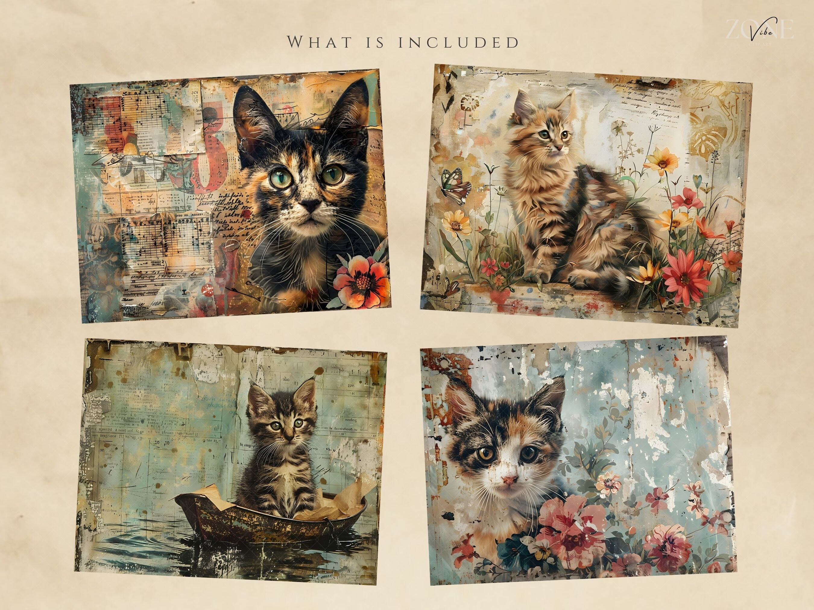 Cat Junk Journal Papers Printable, Junk Journal Pages Kit, Animals ...