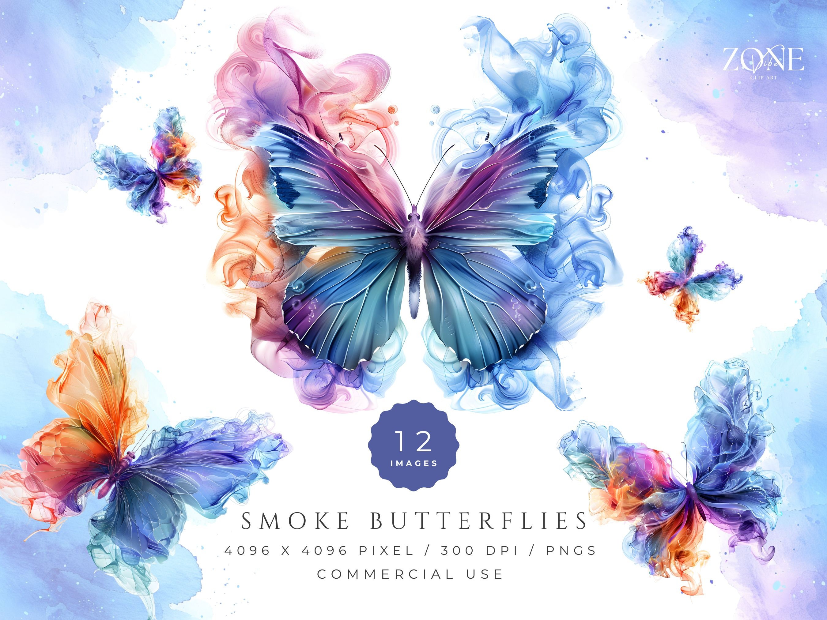 Smoke Butterfly Clipart Pack Ethereal Smoke Butterflies Png Fantasy ...