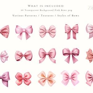 Watercolor Pink Bows Clipart, Wedding Ribbon PNG, Girl Baby Shower ...