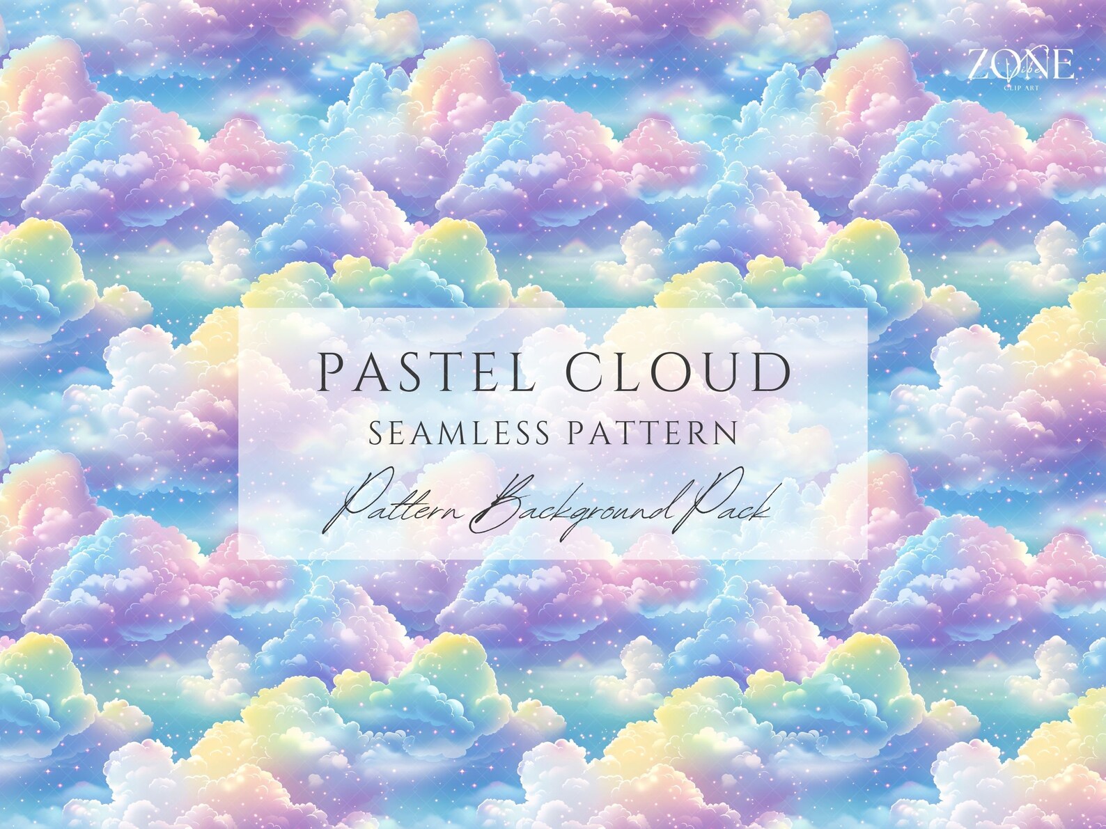 Pastel Rainbow Clouds Background Dreamy Sky Digital Paper, Printable ...