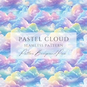 Pastel Rainbow Clouds Background Dreamy Sky Digital Paper, Printable ...