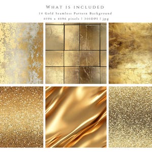 Gold Texture Digital Paper, Seamless Golden Background, Metallic ...