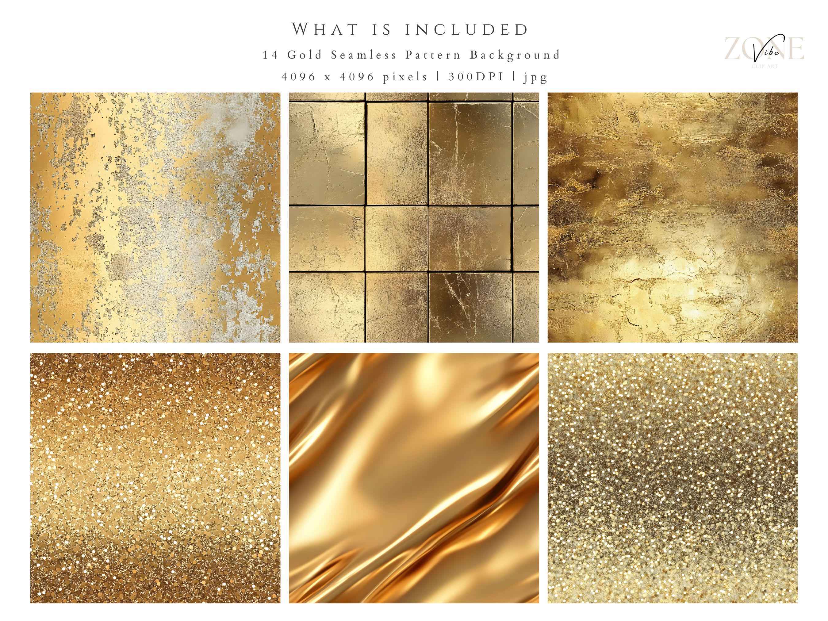 Gold Texture Digital Paper, Seamless Golden Background, Metallic ...