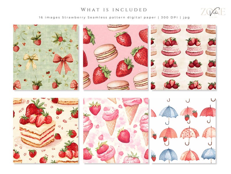 Sweet Strawberry Digital Paper Seamless Pattern | Cute Summer Fruit ...