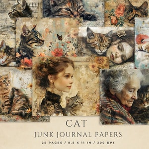 Printable Cat Pages, Junk Journal Kit, Animal Scrapbook Paper ...
