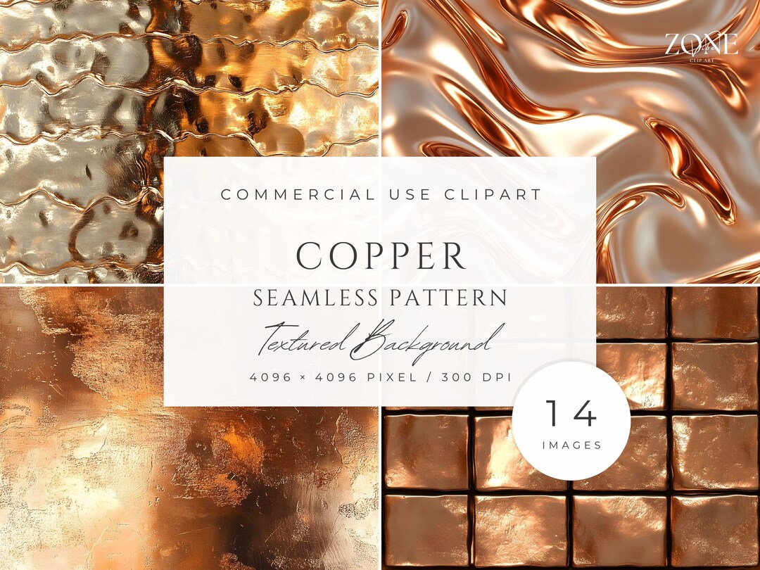 Copper Texture Digital Paper, Seamless Copper Metal Background ...