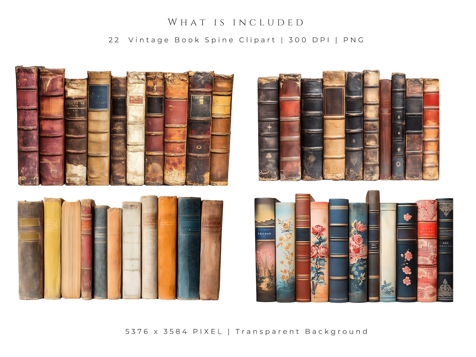 Vintage Book Spines Clipart, Old Book Border Png, Printable Book Mark ...