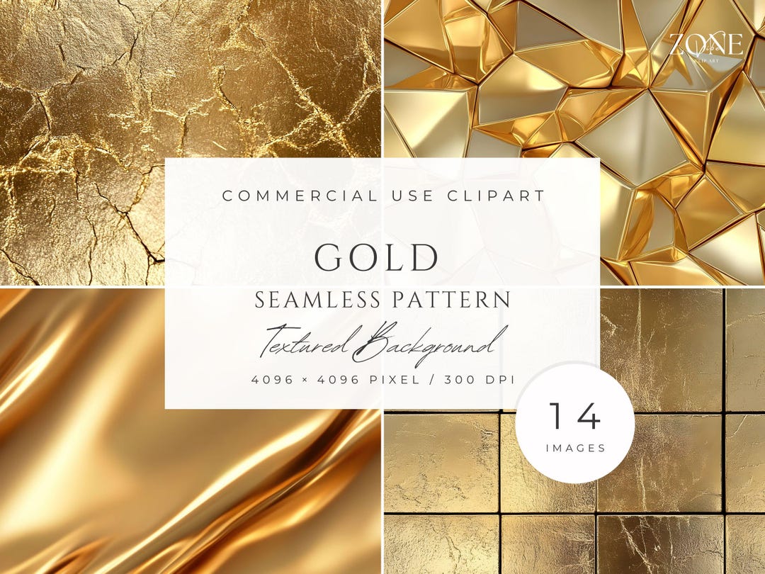 Gold Texture Digital Paper, Seamless Golden Background, Metallic ...