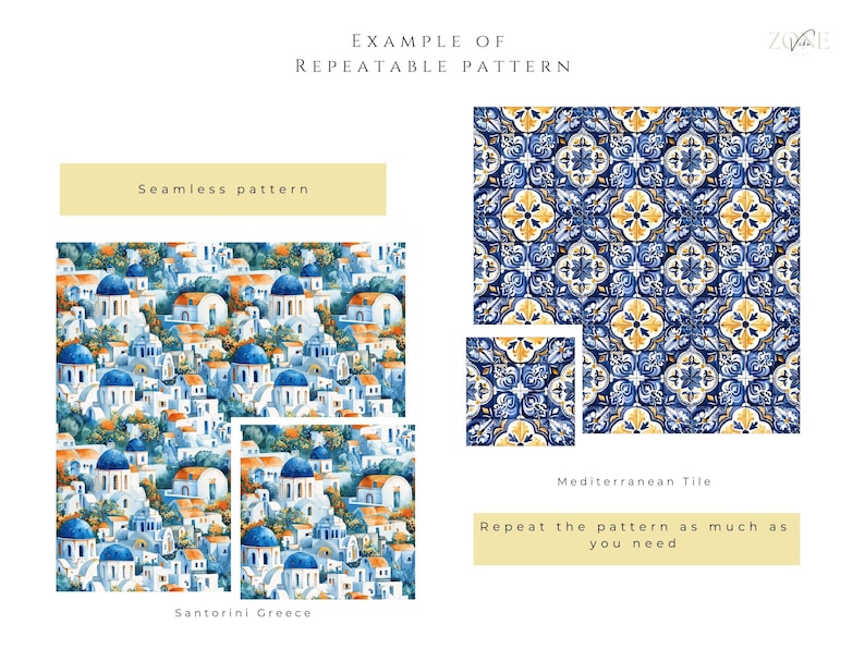 Santorini Greece Digital Paper Seamless Pattern Greece Clipart ...