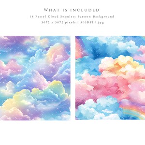 Pastel Rainbow Clouds Background Dreamy Sky Digital Paper, Printable ...