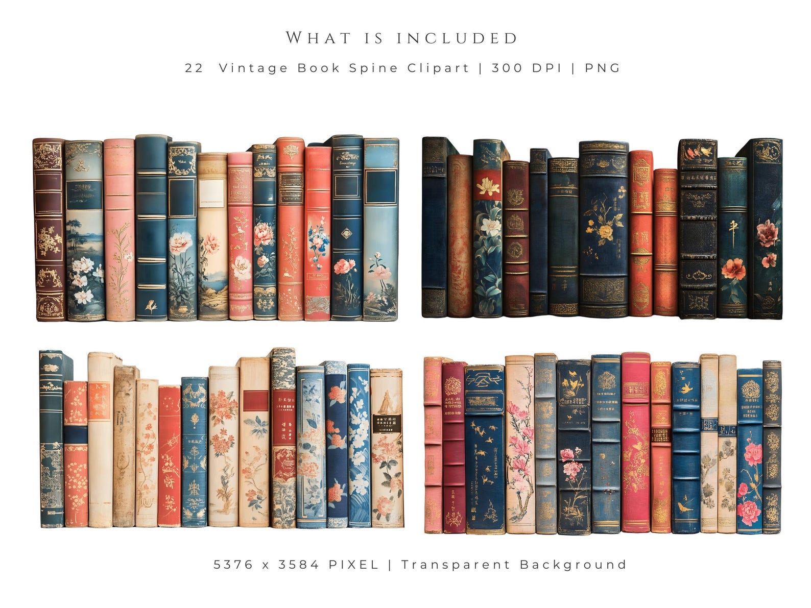 Vintage Book Spines Clipart, Old Book Border Png, Printable Book Mark ...