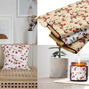 Cute Cherry Digital Paper Seamless Pattern Sweet Cherries Print ...