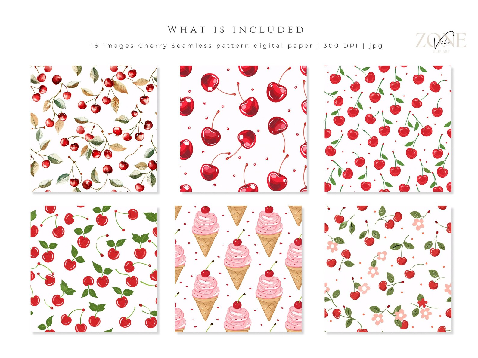 Cute Cherry Digital Paper Seamless Pattern Sweet Cherries Print ...