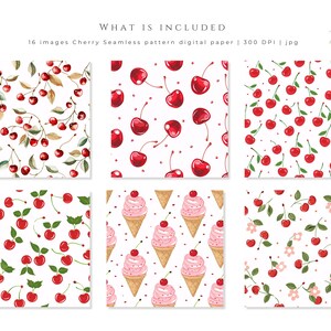 Cute Cherry Digital Paper Seamless Pattern Sweet Cherries Print ...