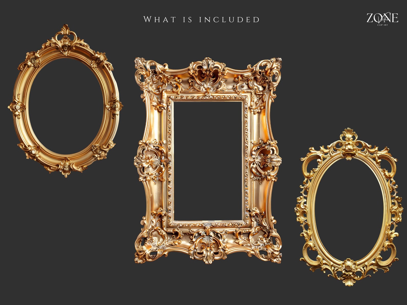 Vintage Gold Frames Clipart, Baroque Antique Frame Clip Art PNG, Junk ...