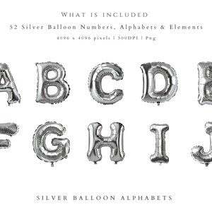 Silver Foil Balloon Numbers and Alphabet Party Bundle for Wedding ...