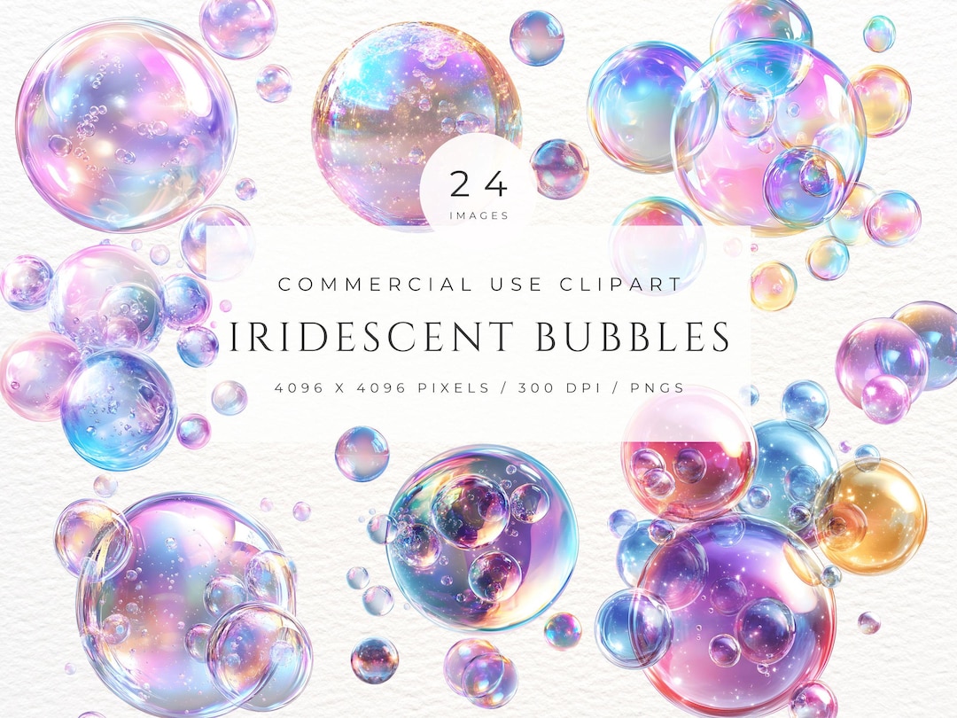 Dreamy Iridescent Bubbles Clipart, Colourful Rainbow Bubbles PNG, Card ...