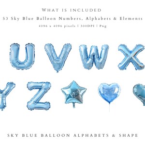Sky Blue Balloon Alphabet Numbers Clipart, Baby Shower Balloon Clipart ...