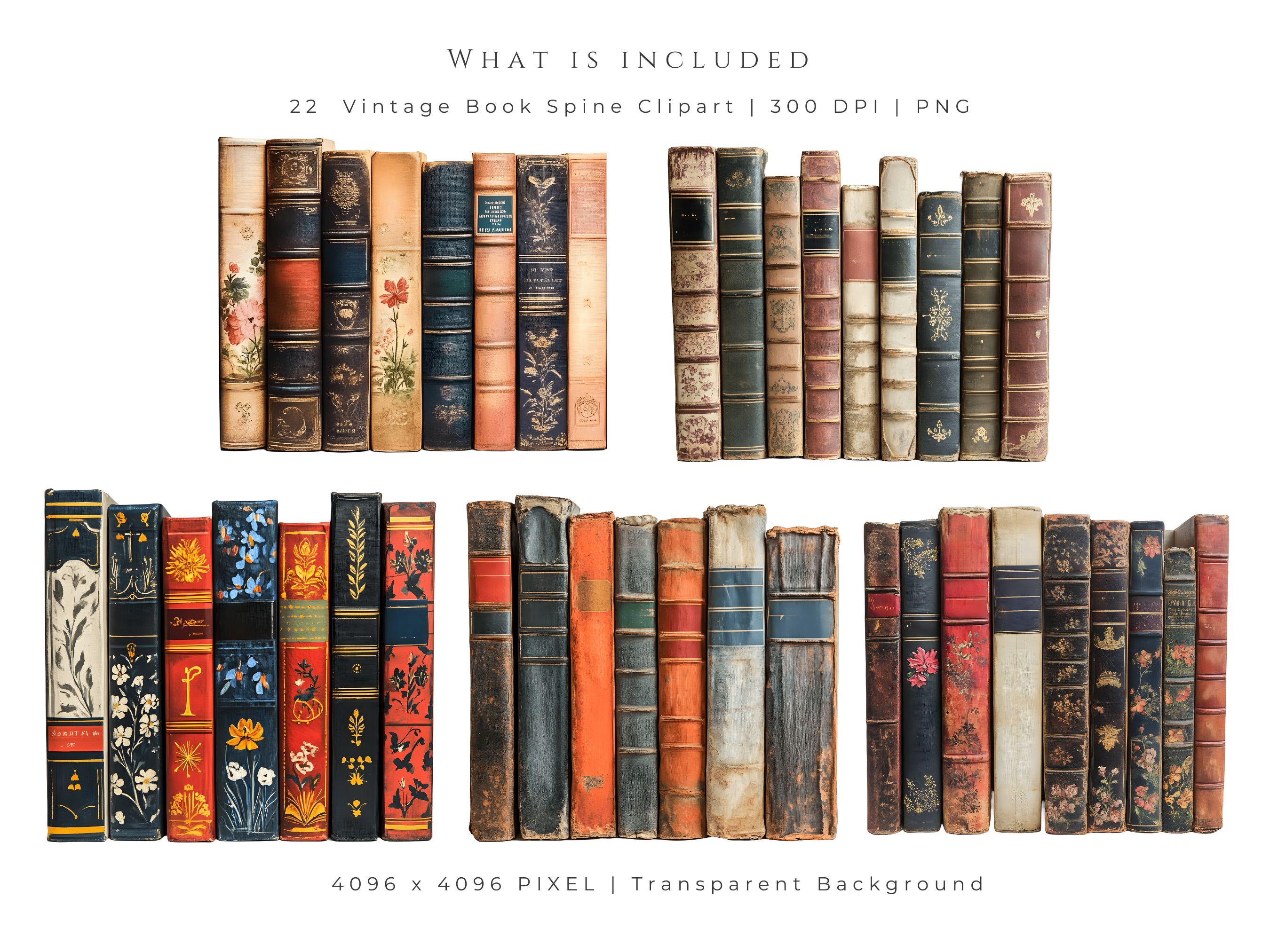Vintage Book Spines Clipart, Old Book Border Png, Printable Book Mark ...