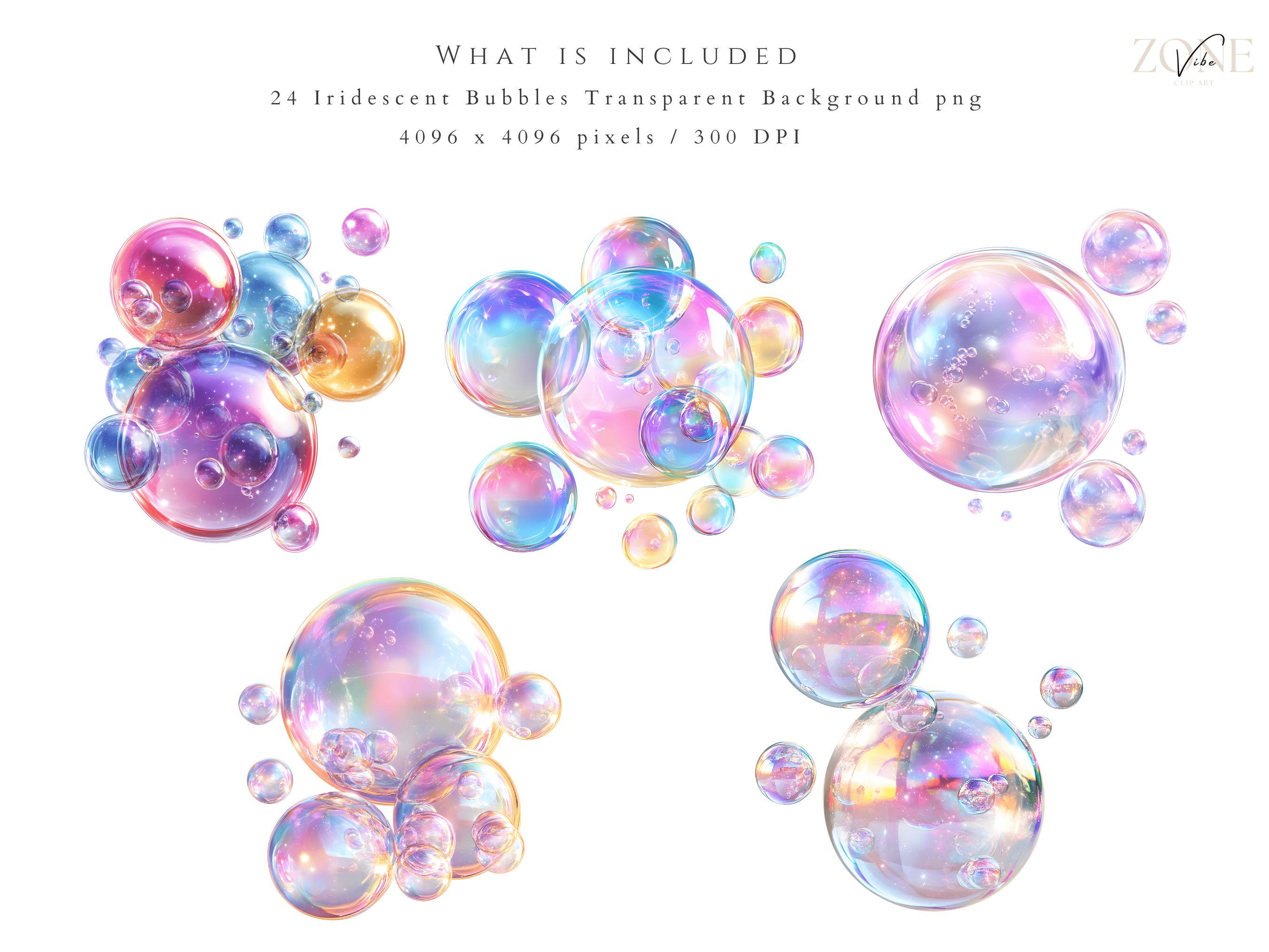 Dreamy Iridescent Bubbles Clipart, Colourful Rainbow Bubbles PNG, Card ...