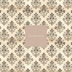 Vintage Damask Digital Paper, Brocade Damask Fabric Design, Rustic ...
