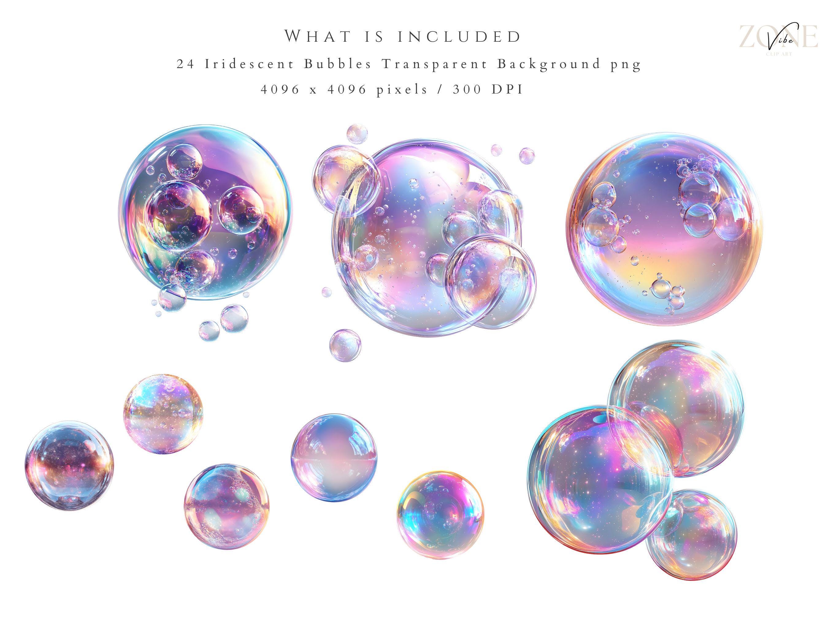 Dreamy Iridescent Bubbles Clipart, Colourful Rainbow Bubbles PNG, Card ...