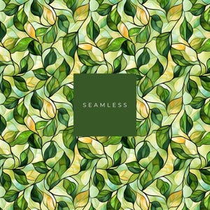 Stained Glass Leaves Pattern Digital Papers for Stained Glass Window ...