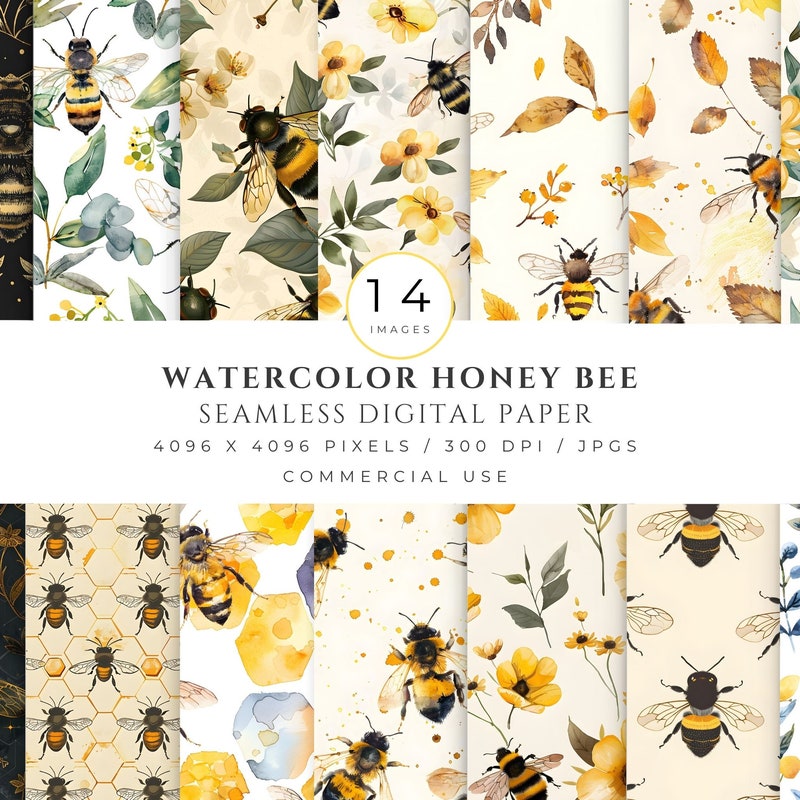 Bee Digital Paper - Etsy