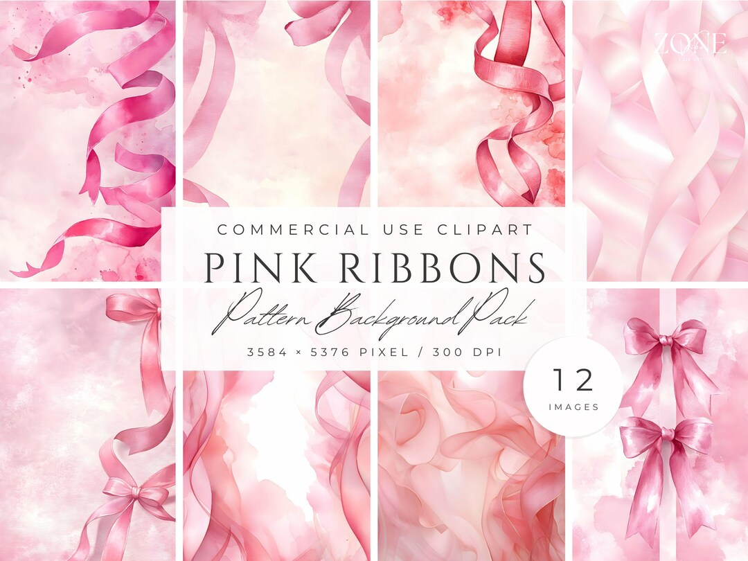 Pink Ribbons Digital Papers, Breast Cancer Awareness Backgrounds ...