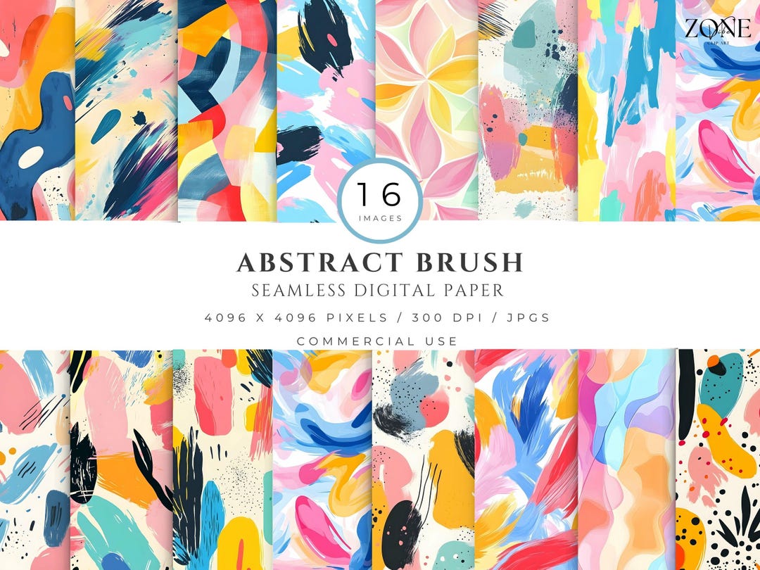 Abstract Digital Paper, Paint Brush Stroke Backgrounds for Card Making ...