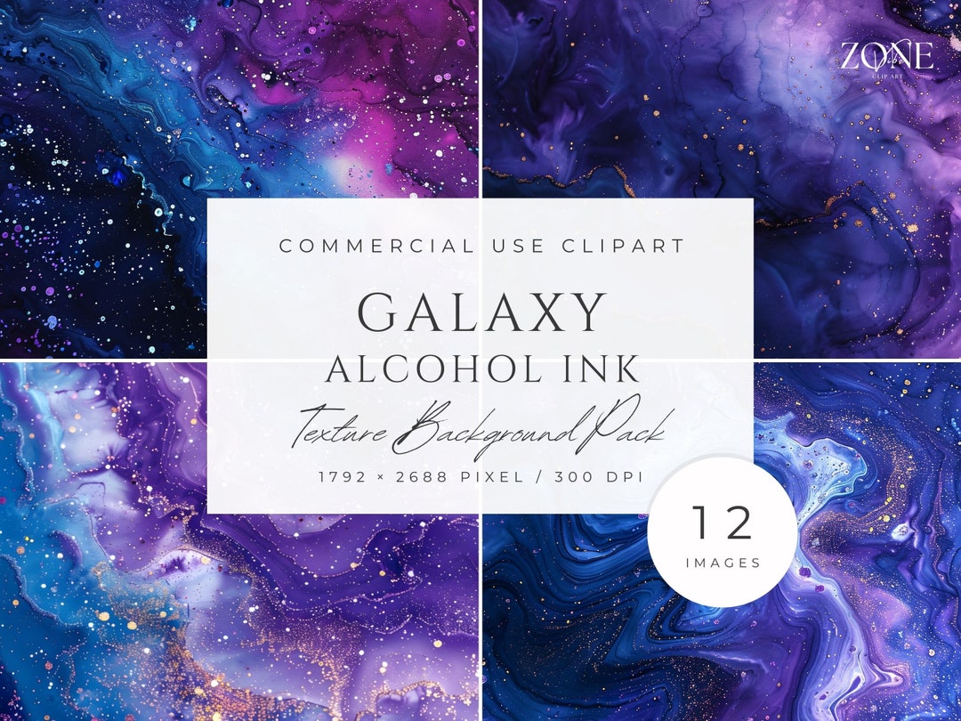 Galaxy Alcohol Ink Textures Background, Gold Liquid Ink, Space Blue ...