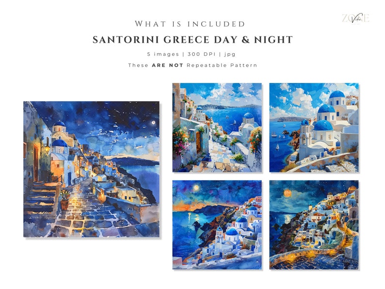 Santorini Greece Digital Paper Seamless Pattern Greece Clipart ...