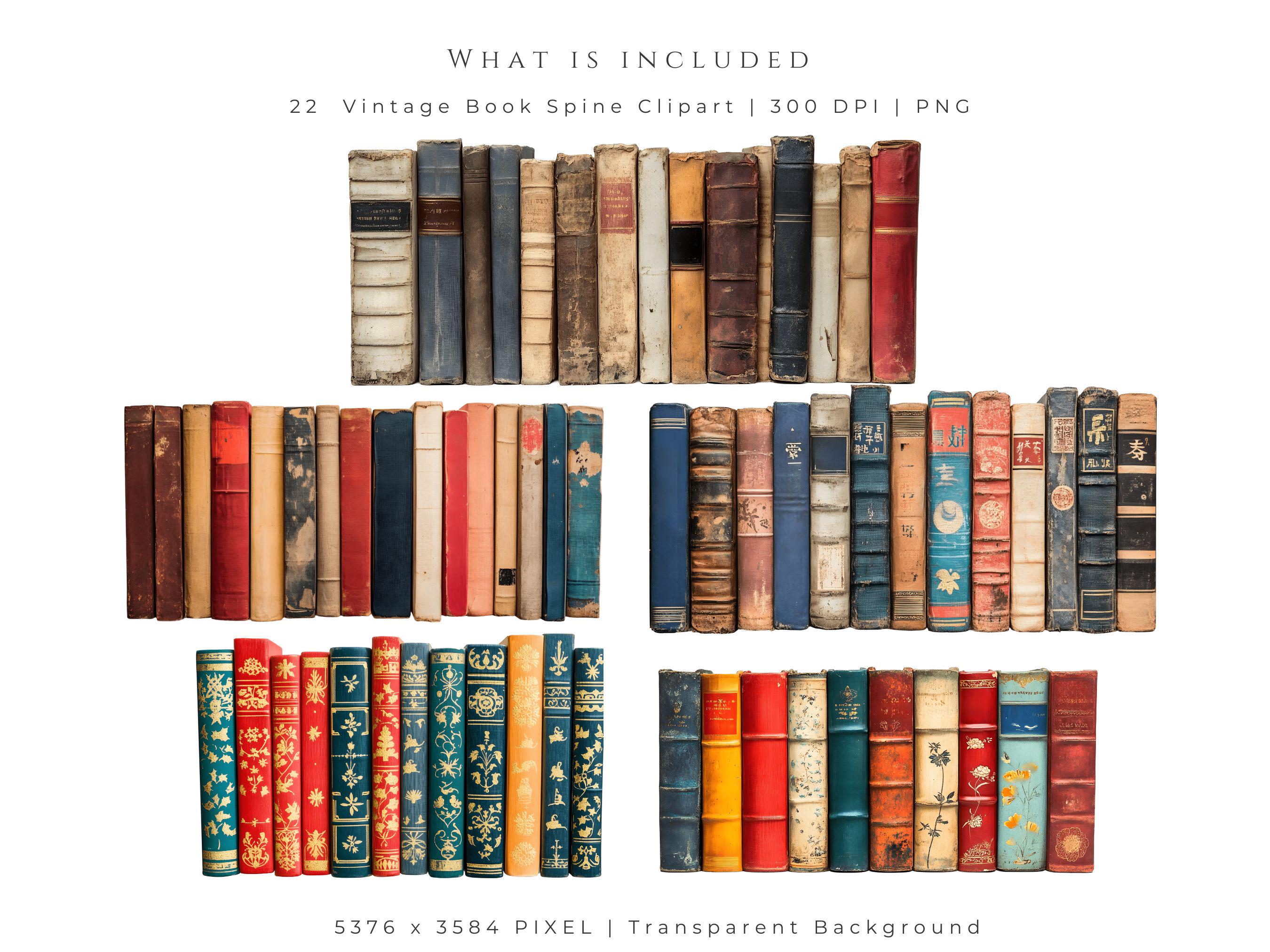 Vintage Book Spines Clipart, Old Book Border Png, Printable Book Mark ...